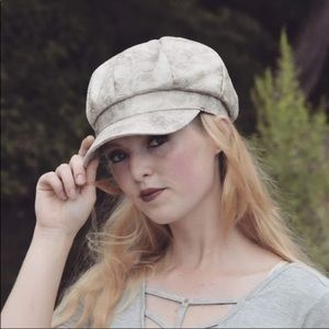 Accessories | Taupe Cracked Vegan Leather Conductors Hat | Poshmark